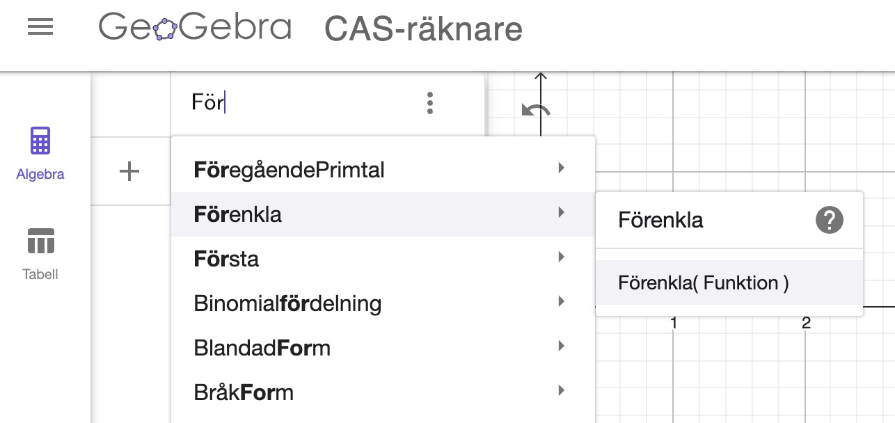 GeoGebra – CAS - Matteboken